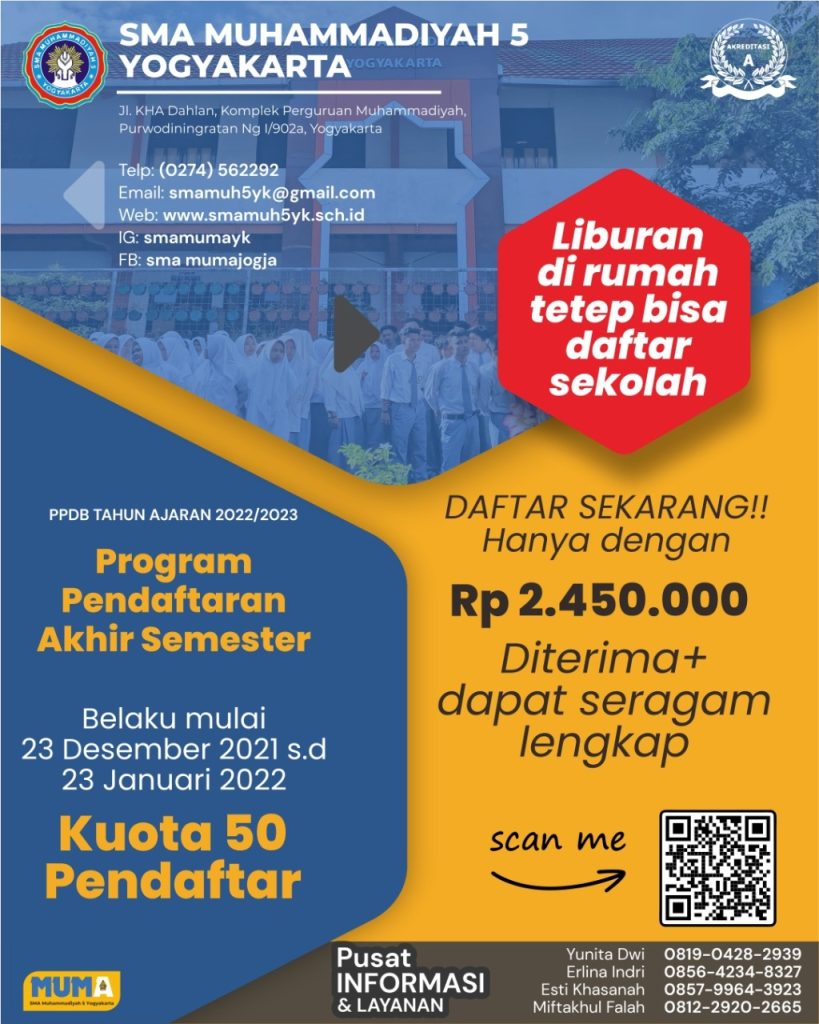 PPDB 2022 Telah dibuka…!!! – SMA Muhammadiyah 5 Yogyakarta